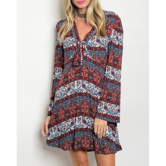 Grifflin Paris | Dresses | Off White Rust Print Dress Grifflin Paris ...